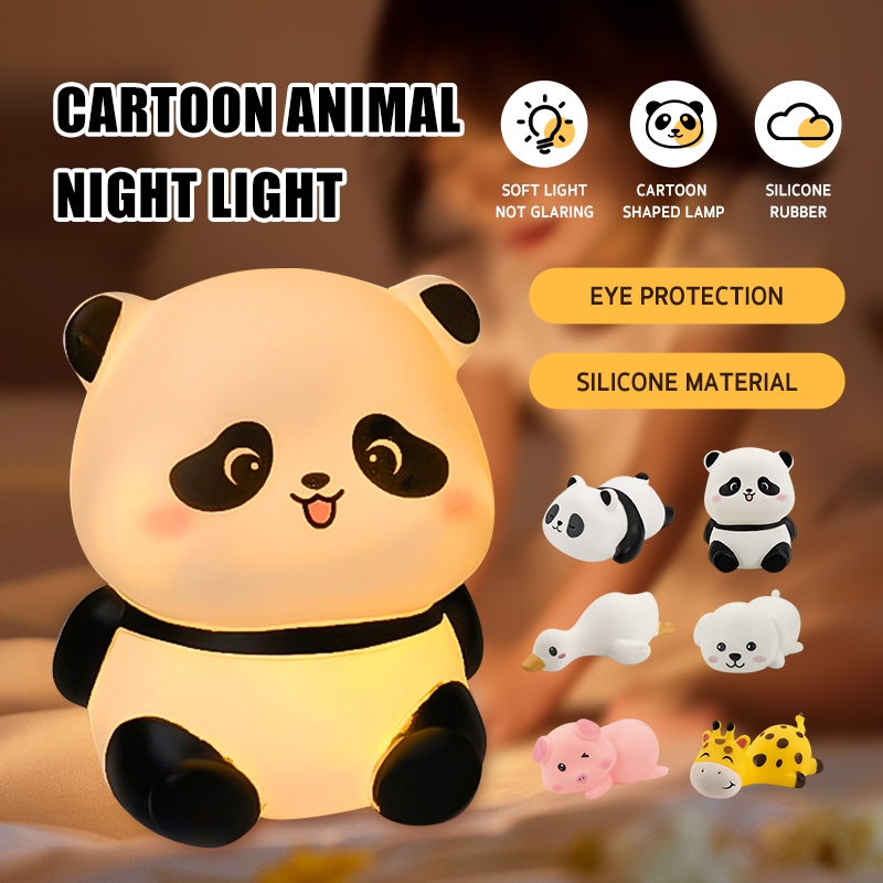 Panda Night Light Cute Rabbit Bedroom Lamp Creative Piggy Light Friend ...