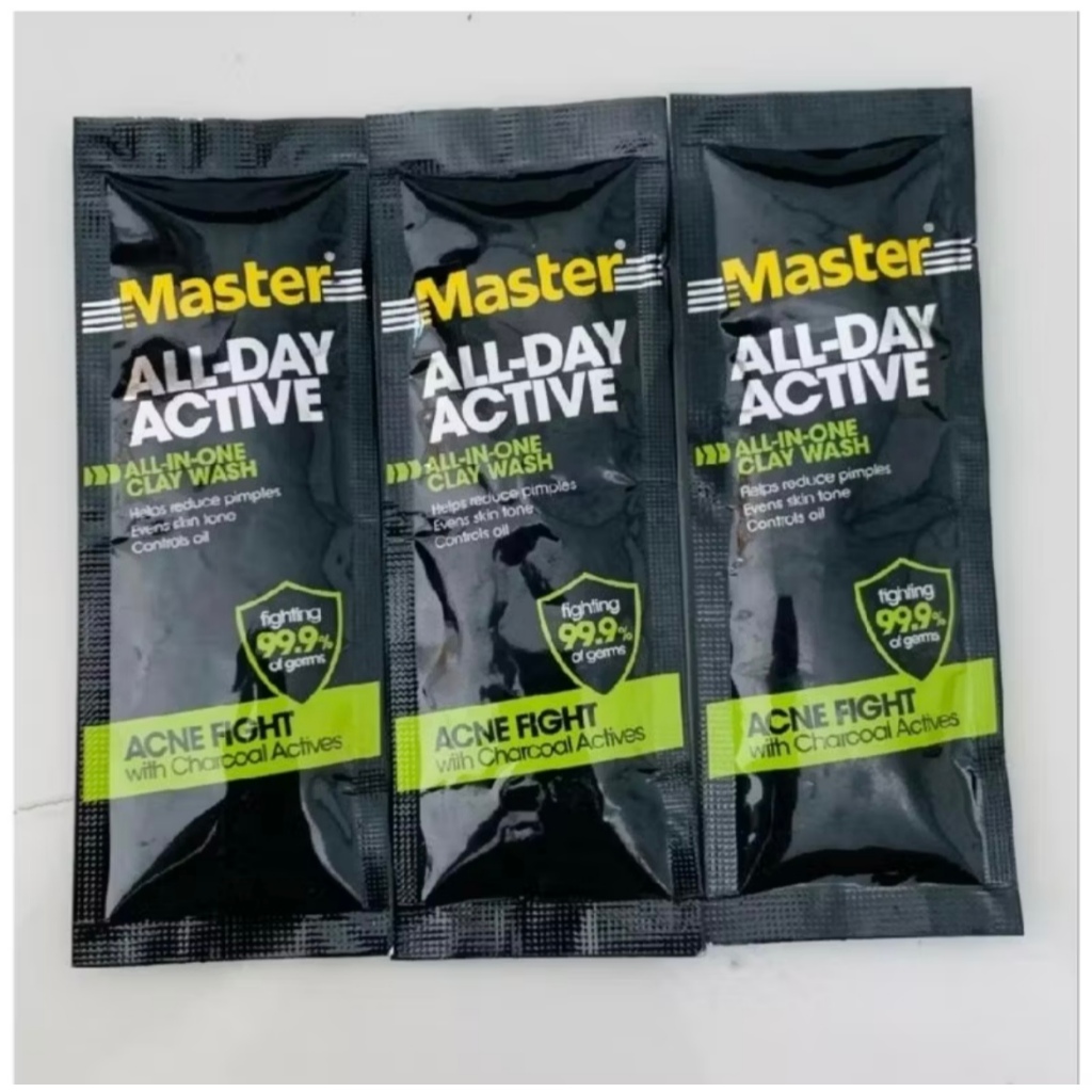 12pcs x 10ml Master All day Active Clay Acne Fight Facial Wash | Shopee ...
