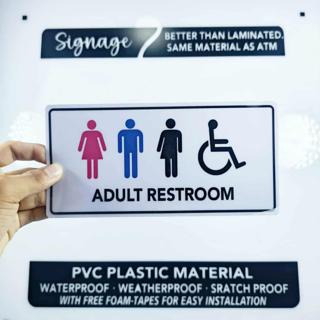 SIGNAGE - ADULT RESTROOM - PVC PLASTIC MATERIAL SIGNAGE | Shopee ...