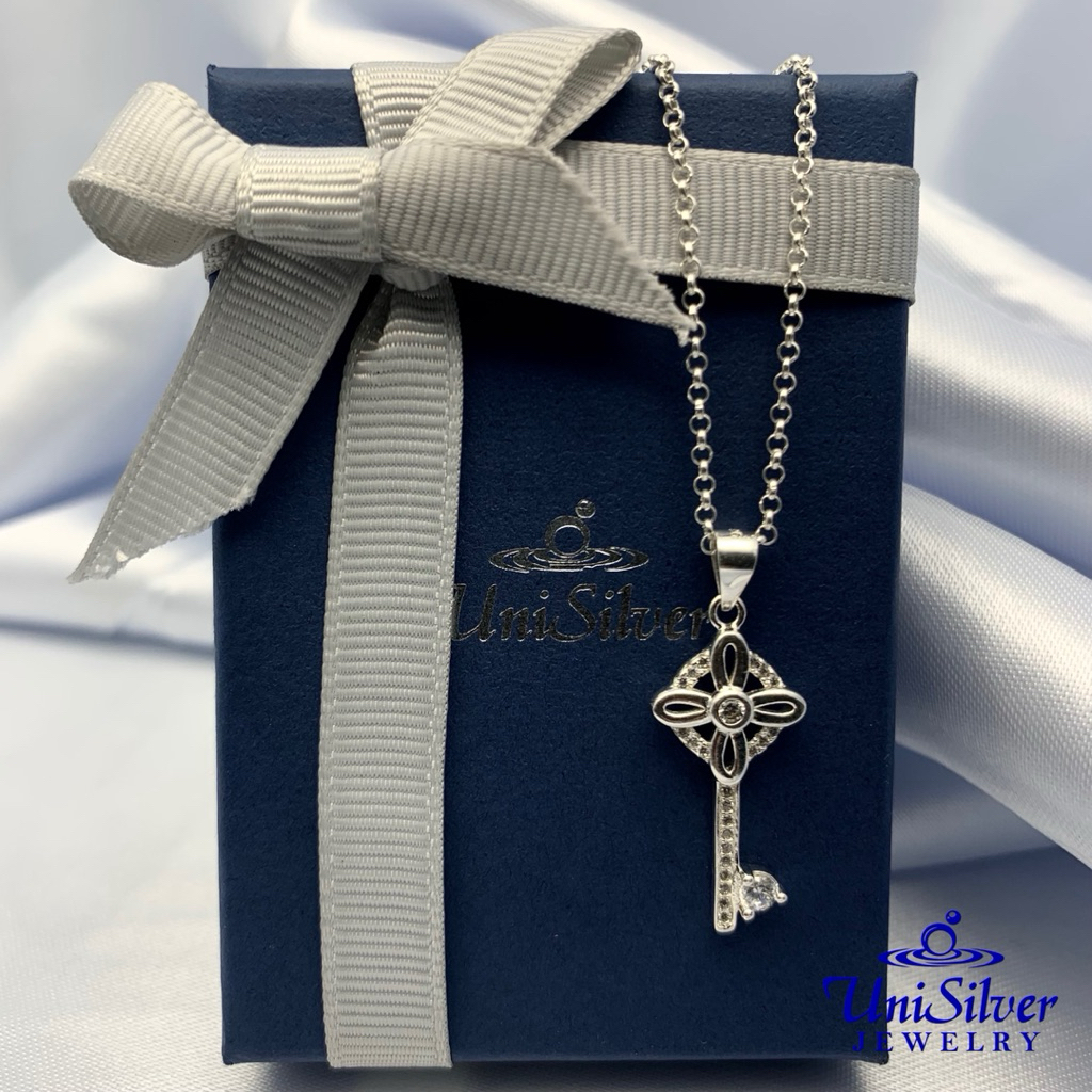 Unisilver 925 Sterling Silver Flower-Key Pendant Necklace (PSM90-1001 ...