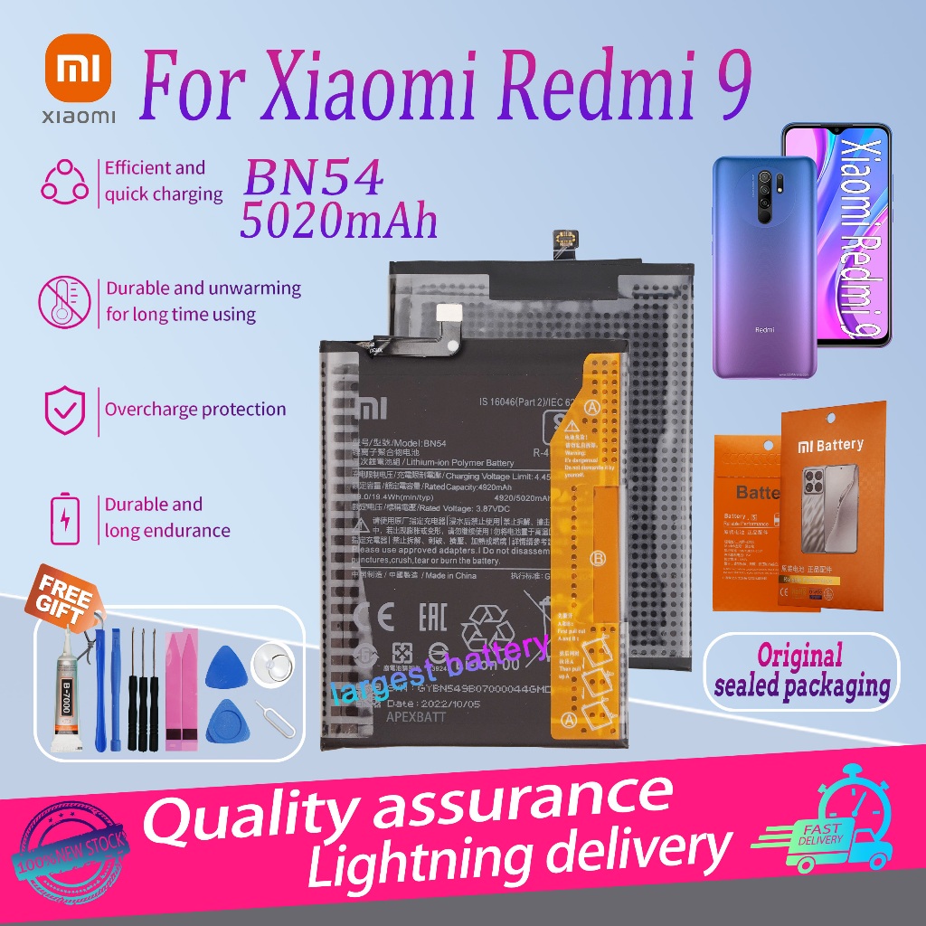 APEXBATT New BN54 Battery For Xiaomi Redmi 9 Batteries+Tools Free ...