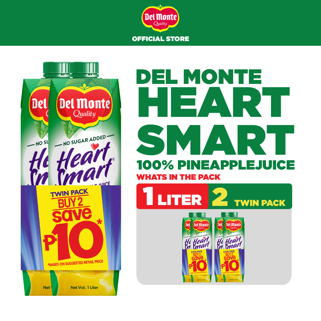 DEL MONTE 100% Pineapple Juice Drink Heart Smart with Reducol for Lower ...