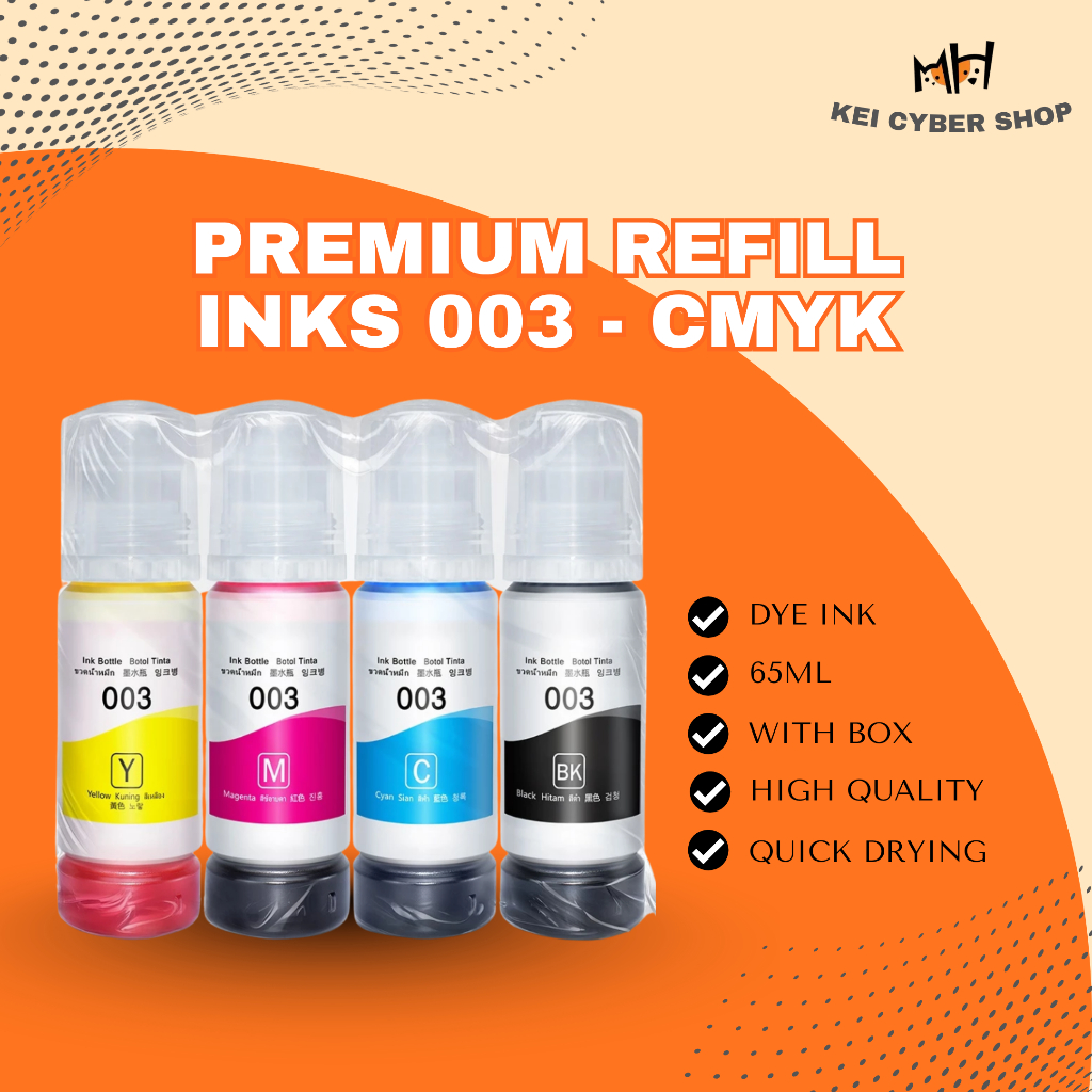 Premium Ink 003 CMYK Inks for Epson L1210,L1250,L3210,L3216,L3250,L3256 ...
