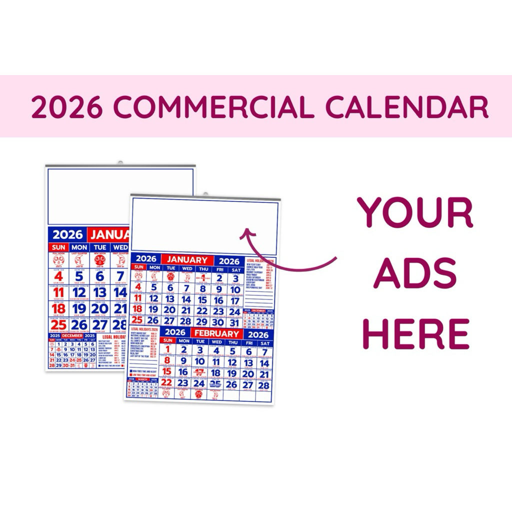Legal Size (8.5” x 13”) 2026 Philippine Commercial Calendar | Shopee ...