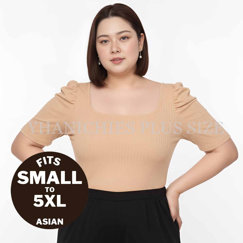 Plus Size Puff Sleeve Blouse for Women - Square Neck Top Up to 4XL ...