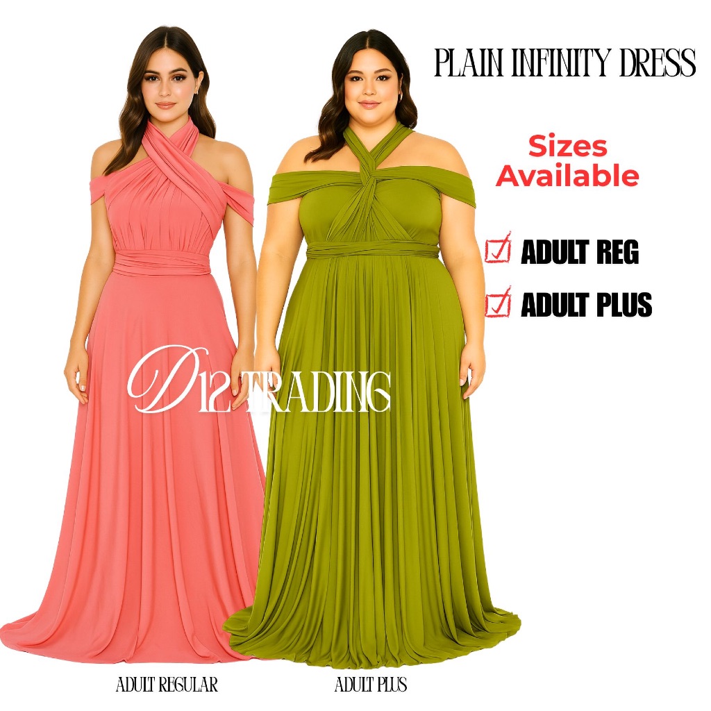(ADULT REGULAR & ADULT PLUS) PLAIN Infinity Dress - ALL COLORS | Shopee ...