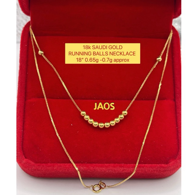 COD PER PIECE PAWNABLE 18k SAUDI GOLD RUNNING BALL NECKLACE | Shopee ...