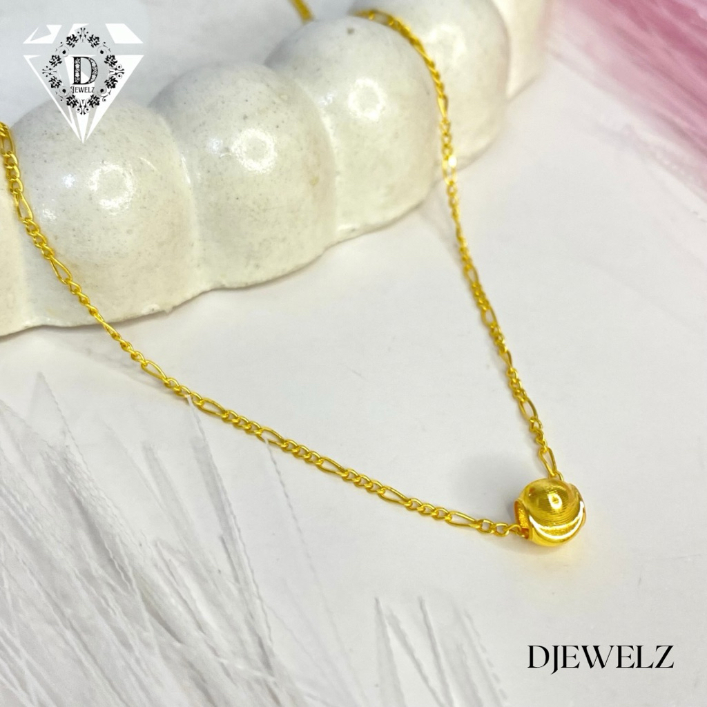 18K Figaro Chain with Cat Eye 5mm Pendant | Shopee Philippines