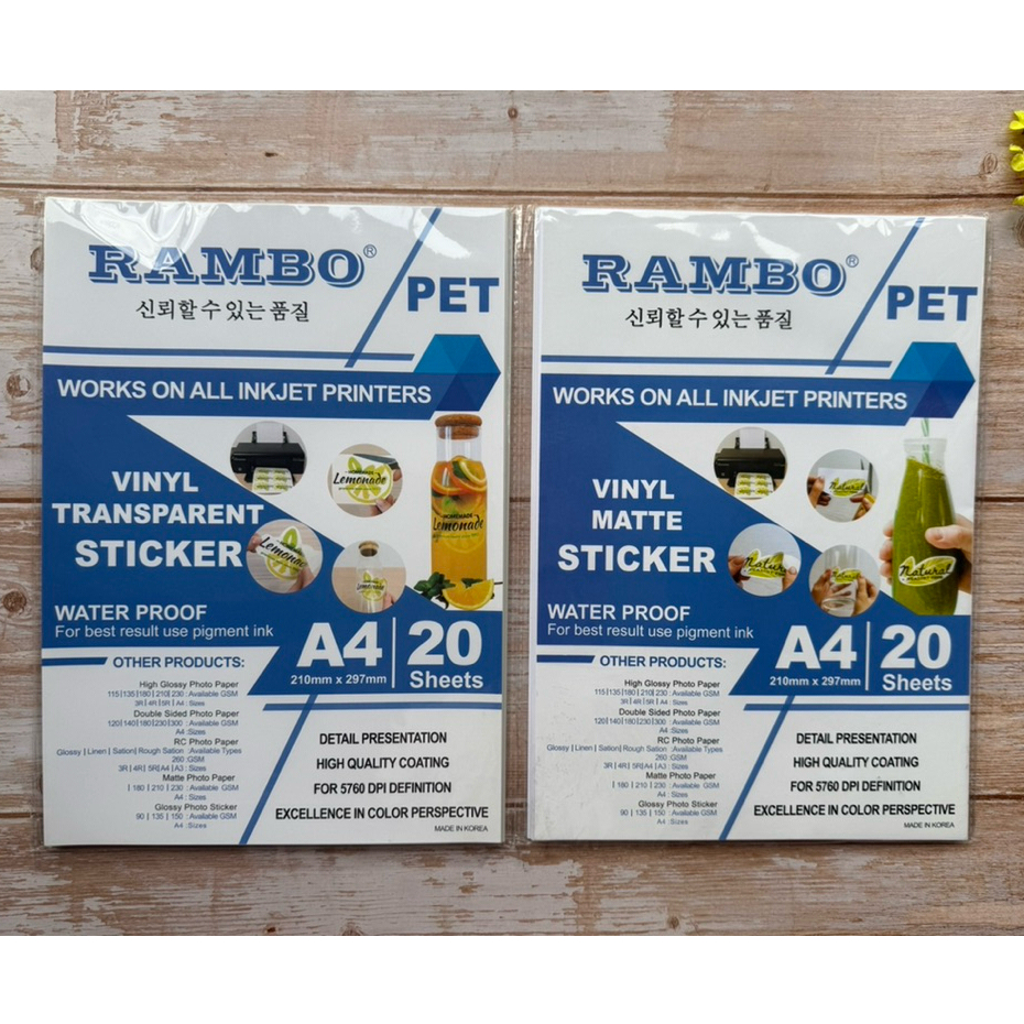Rambo Vinyl Transparent Sticker Paper A4 20 sheet (1pack) | Shopee ...
