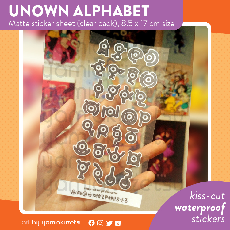Unown Alphabet waterproof sticker sheet by yamiakuzetsu | Shopee ...