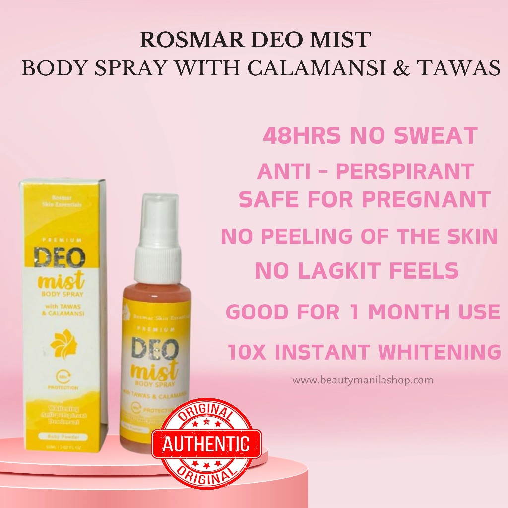 ROSMAR DEO MIST Underarm Deodorant Antiperspirant Whitening Spray ...