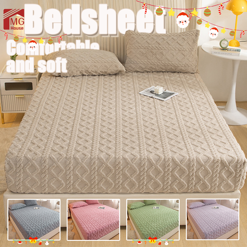 Bedsheet Taffeta Fleece Milk Bed Cover Plus Flannel Single Pillowcase ...