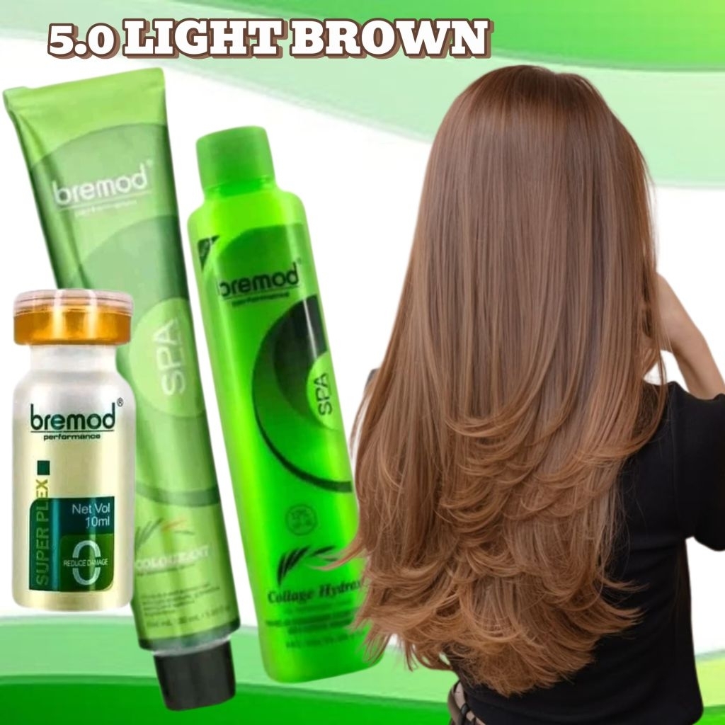 Light Brown 5.0 Bremod Permanent Hair Color Dye Set 100ml | Shopee ...