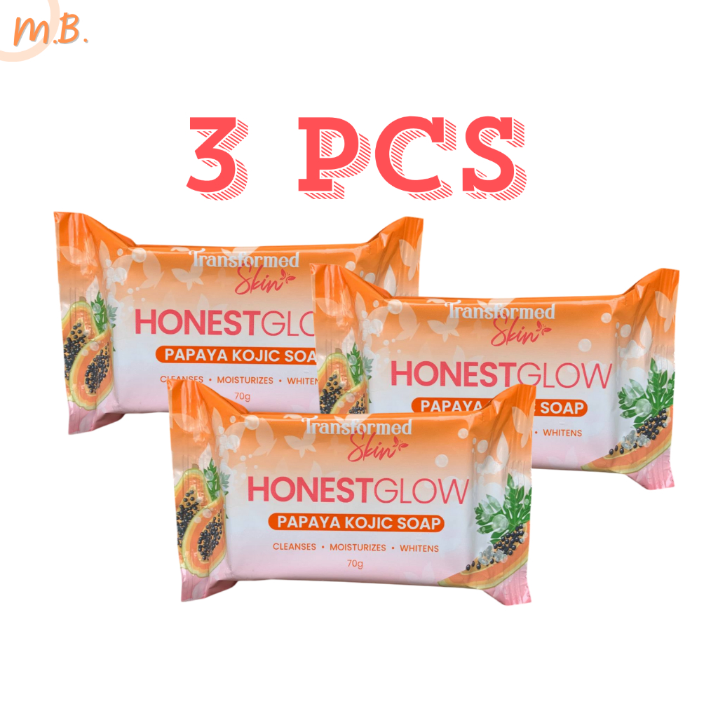 3 PCS - honest glow PAPAYA KOJIC SOAP 70g transformed skin | Shopee ...