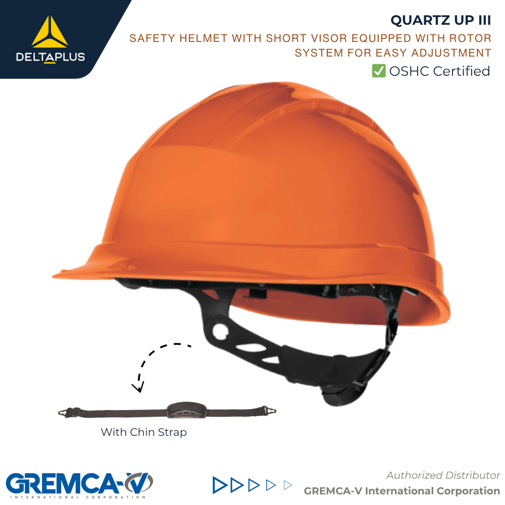Delta Plus QUARTZ UP III - Safety Helmet with Rotor Adjustment Hard Hat ...