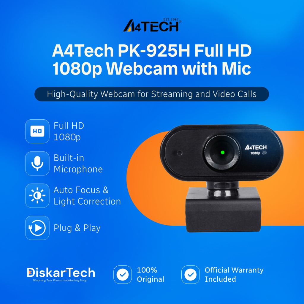 A4Tech PK-925H 1080p Full-HD Webcam with Built-in Microphone | Shopee ...