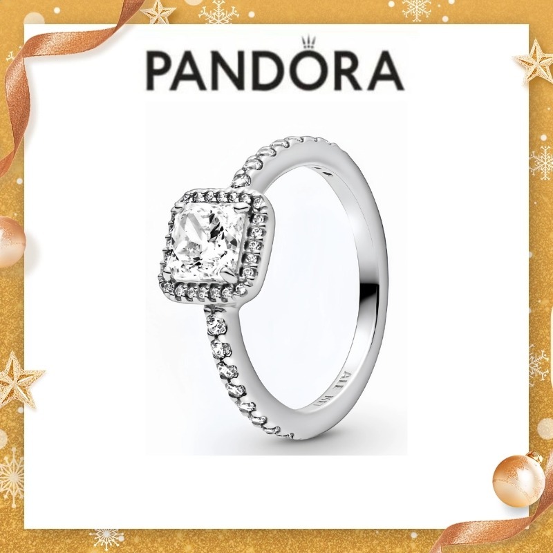 100% Original Pandora Square Sparkle Halo Ring Women's Ring | Shopee ...
