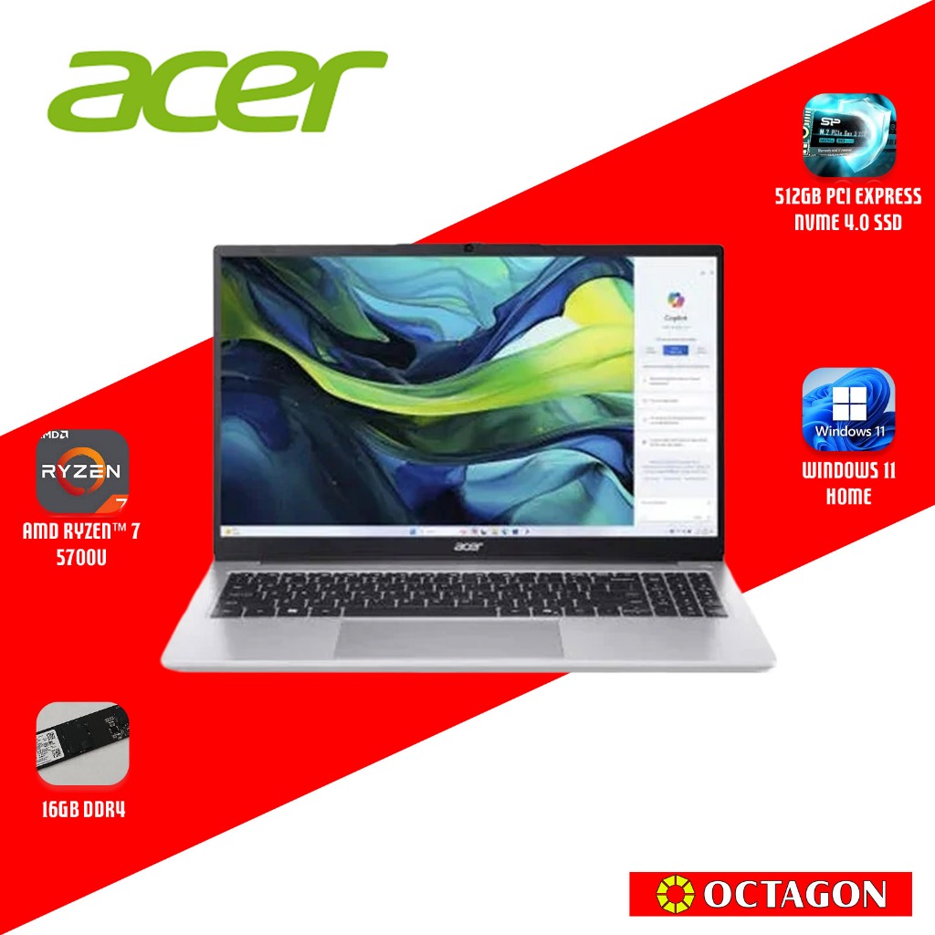 ACER ASPIRE LITE AL15-41P-R51N/ RYZEN 7 5700U/ 16GB/ 512GB SSD/ 15.6 ...