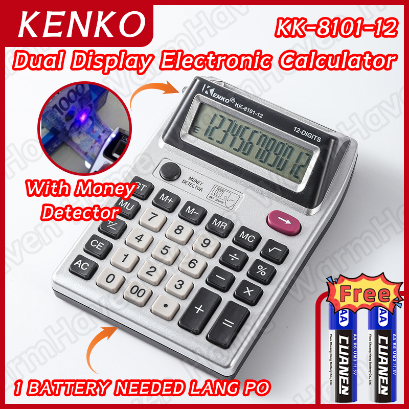 KENKO Dual Display Electronic Calculator 12 Digits with Money Detector ...