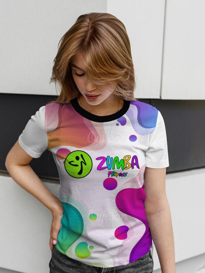 2025 Zumba T-shirt Women’s Zumba wear Uniform Street Fashion Round Neck ...