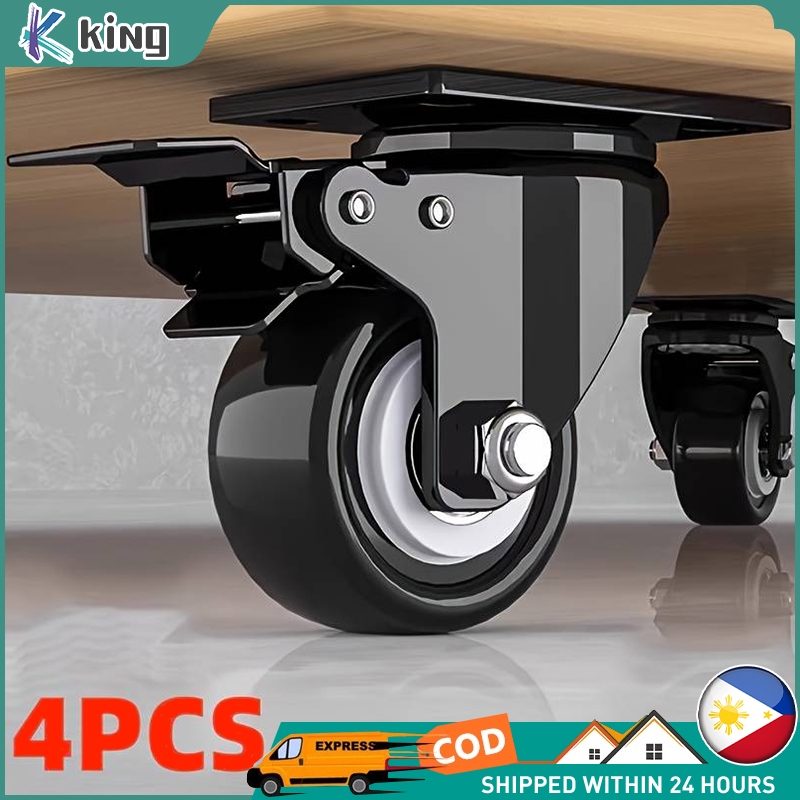 4PCS Heavy Duty Black Rubber Caster Wheels Swivel Caster Wheels with ...