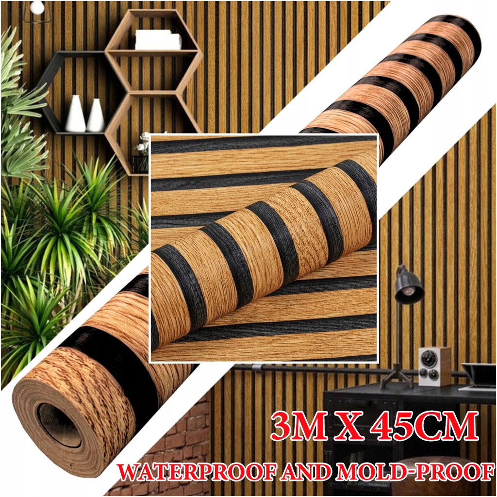 3M x 45CM PVC Self-Adhesive Natural Wood Grain Wall Decor Waterproof ...