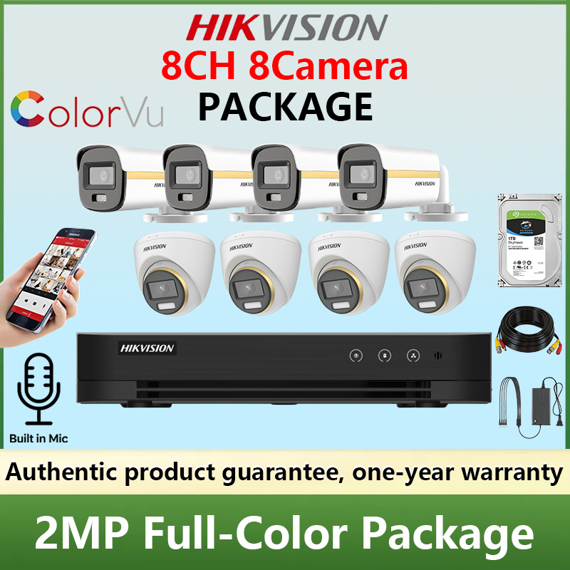 Hikvision CCTV Set 2MP Full-Color Built-in mic CCTV Camera Package 4CH ...