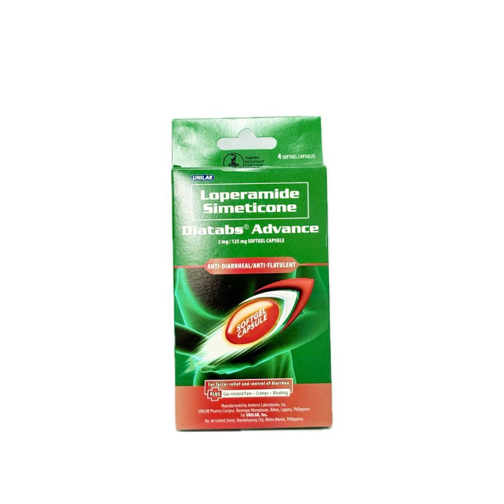 Loperamide + Simeticone DIATABS ADVANCE 2mg/125mg 4 Softgel Caps ...