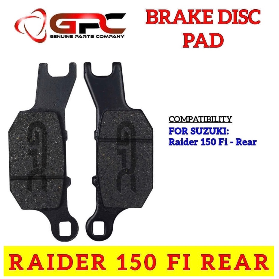 GPC BRAKE DISC PAD RAIDER 150 FI REAR | Shopee Philippines