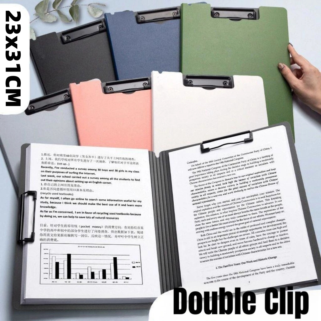 Long Double Clip Clipboard With Clipbord Document Holder File Organizer ...