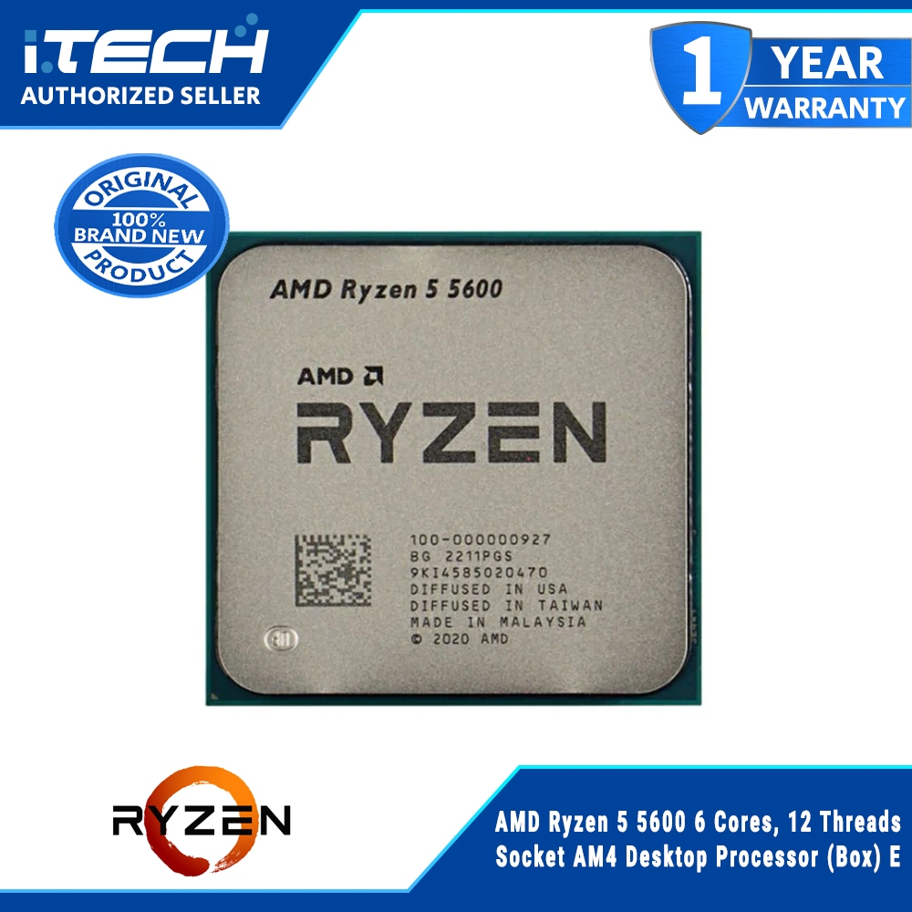 AMD Ryzen 5 5600 6 Cores, 12 Threads Socket AM4 Desktop Processor (Box ...