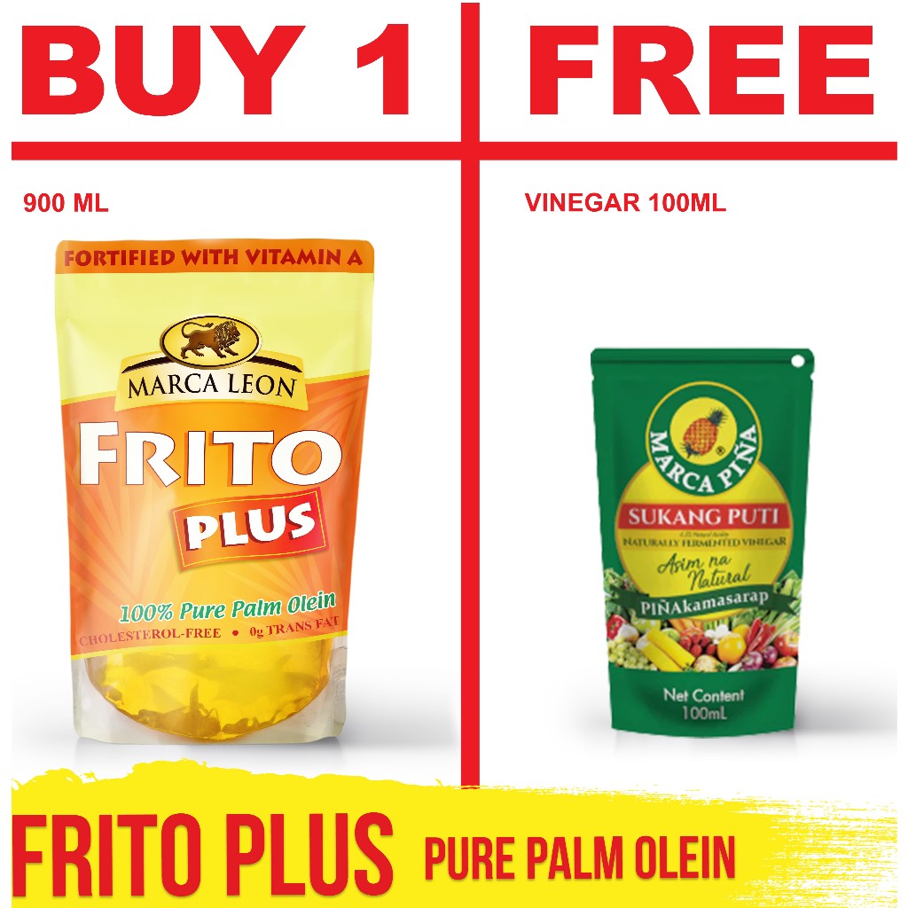 Frito Plus Palm Oil 900ml with free Marca Piña Vinegar Sauce | Shopee ...
