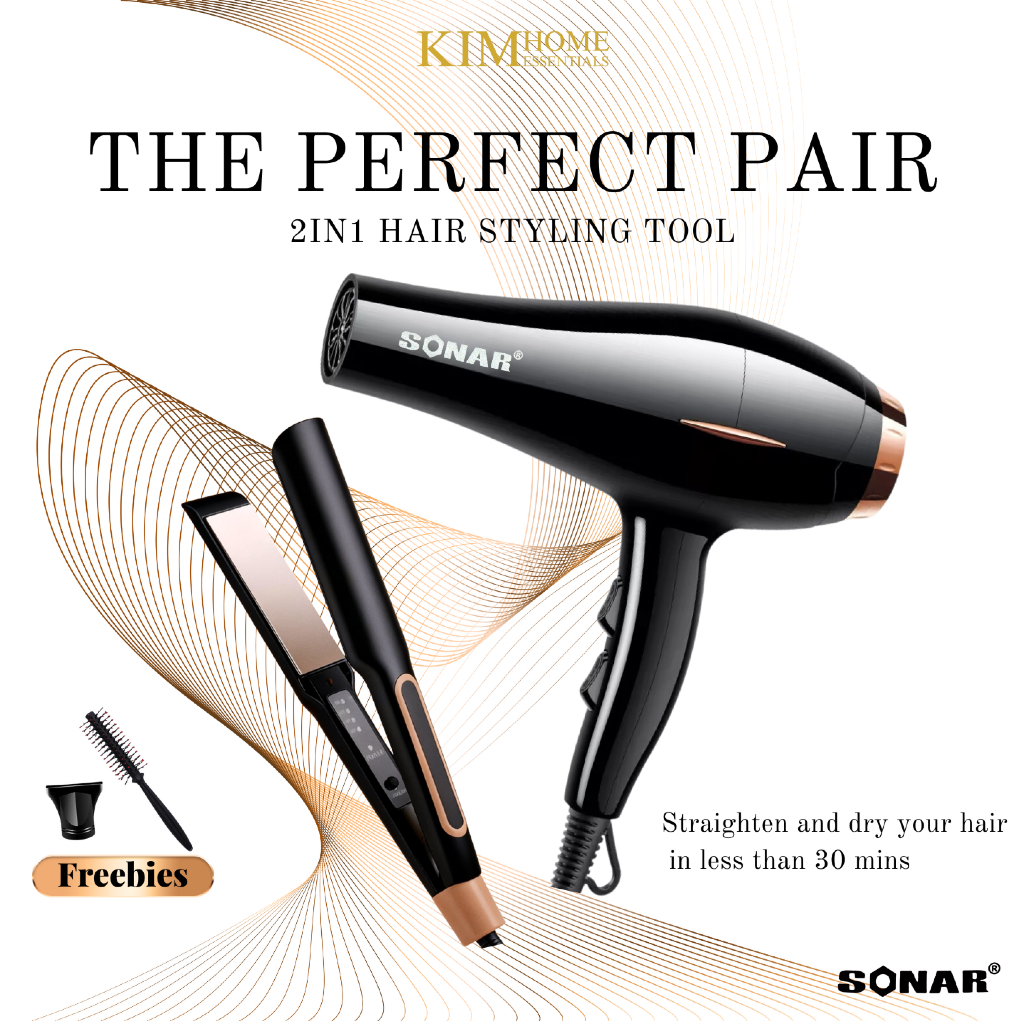 KIMHOME Sonar 2in1 hair straightener and hair dryer set [FR33 BRUSH ...
