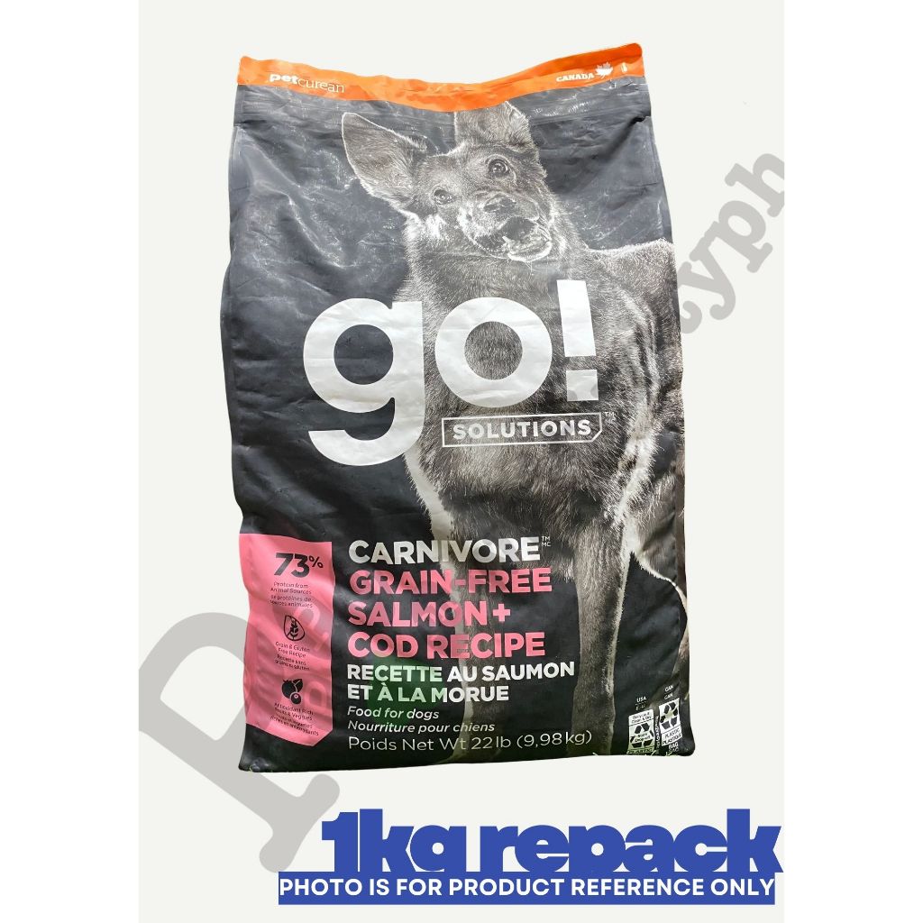 GO! CARNIVORE GRAIN FREE SALMON + COD Dog Food 1kg Repack | Shopee ...