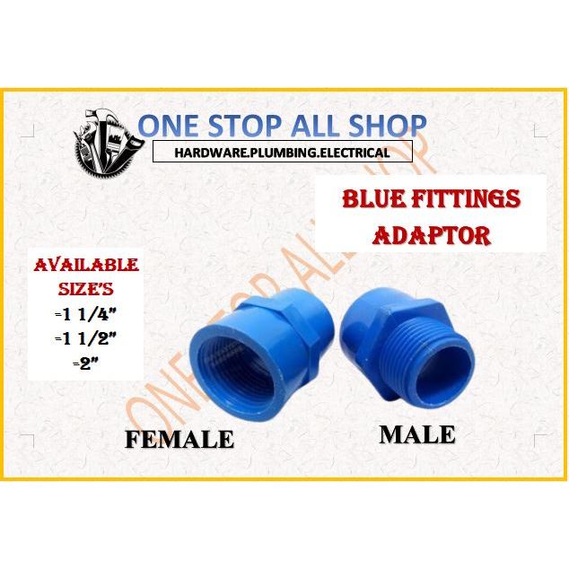 PVC MALE & FEMALE ADAPTOR BLUE 1 1/4" 1 1/2" 2" | Shopee Philippines
