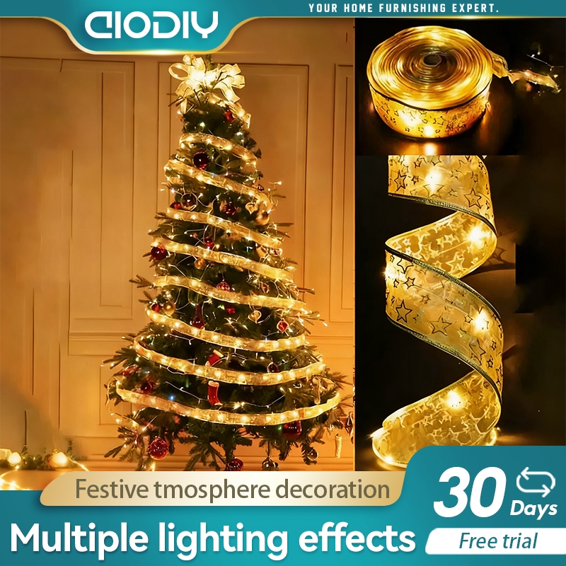 AIODIY Christmas LED Ribbon Lights Double Layer Gold Foil Glowing ...