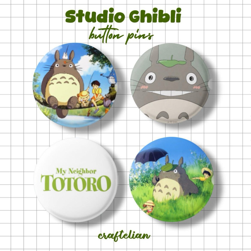 Studio Ghibli Button Pins Set of 4pcs | Shopee Philippines