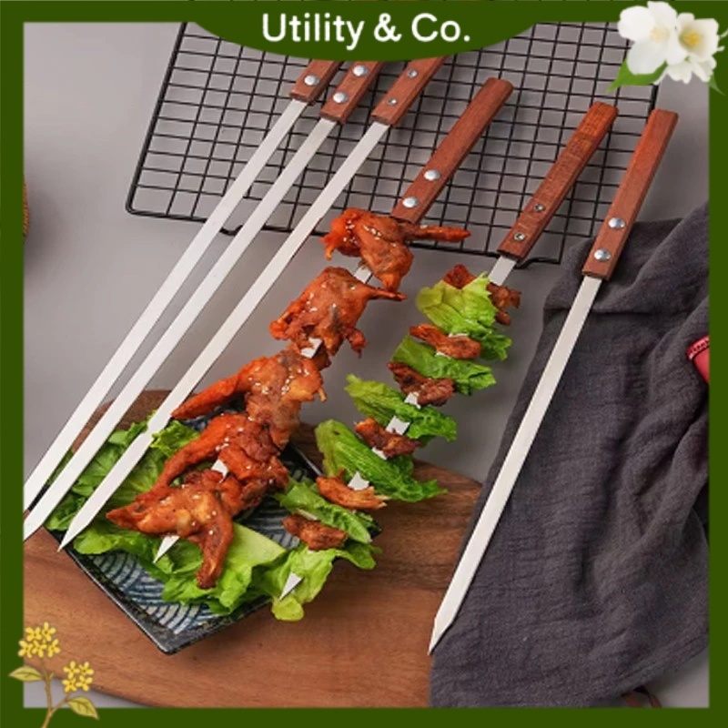 （5PCS）Barbeque Stick Stainless Outdoor Wide Bold Grilling Utensils ...
