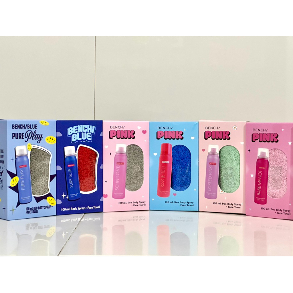 BENCH - HERBENCH BLUE / PINK 100ML DEO BODY SPRAY + FACE TOWEL GIFT SET ...