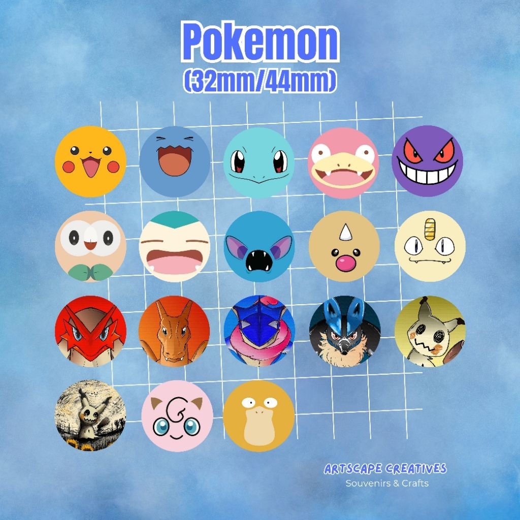 Hot Selling 32mm/44mm Customized Button Pins Cute Badge Icon Pokémon ...