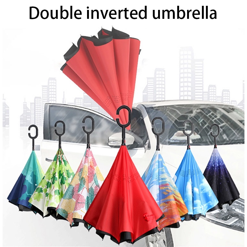 Double Inverted Umbrella Reverse Folding Umbrella Outdoor Car Umbrella ...