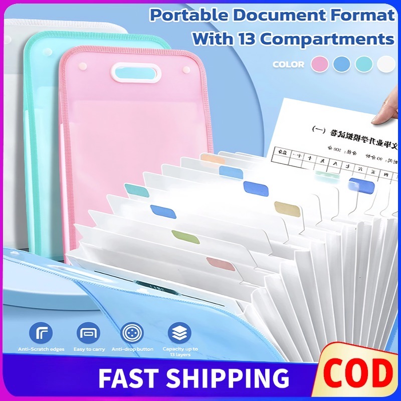 File Management Folder 13-layer design Transparent waterproof A4 folder ...