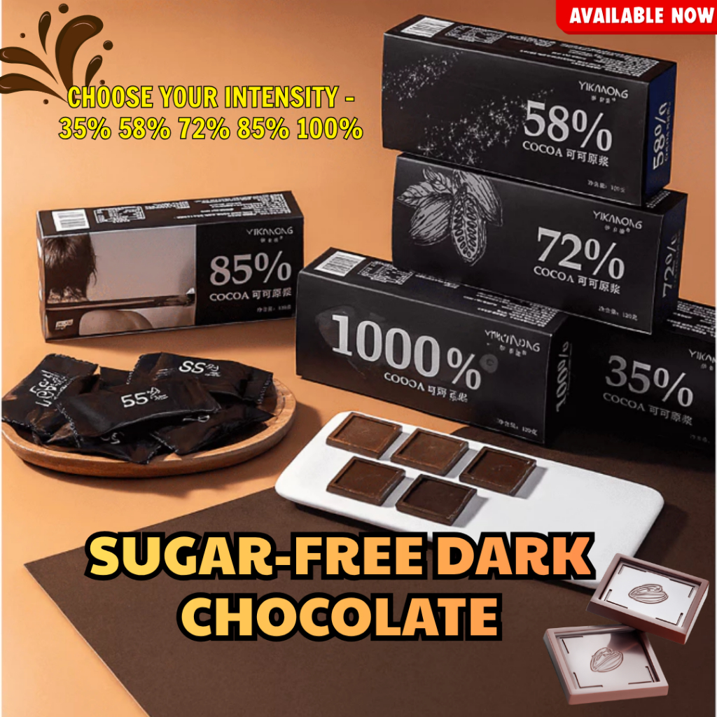 Sugar-Free Dark Chocolate Packs – 35% 58% 72% 85% 100% Cocoa, Healthy ...