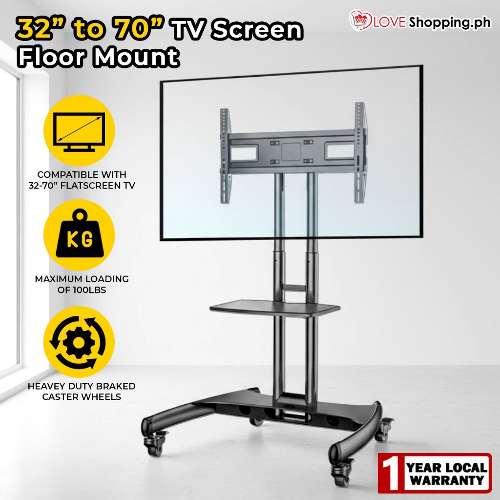 [AVA1500-60-1P] Heavy-Duty Rolling TV Cart for 32"-70" Screens ...