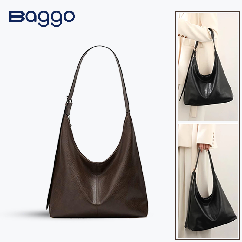 Baggo Soft Vegan Leather Shoulder Bag for Women, Slouchy Retro Tote and ...