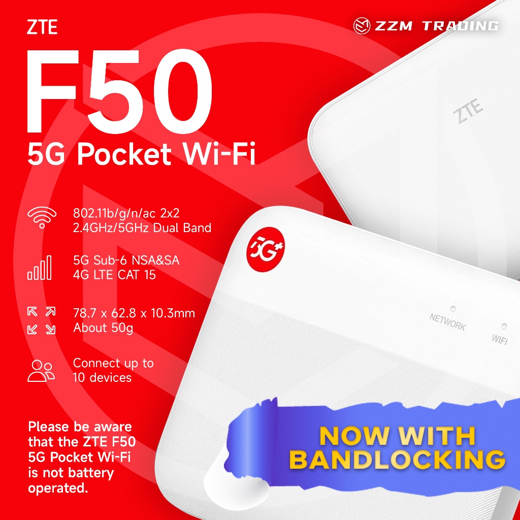 ZTE F50 / F50 Pro / V50 5G Pocket WiFi high-speed and wide coverage SA ...
