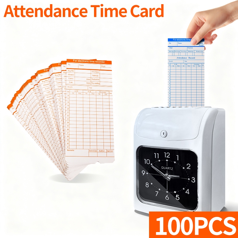 A monthly double-sided employee paper attendance sheet with 100 ...