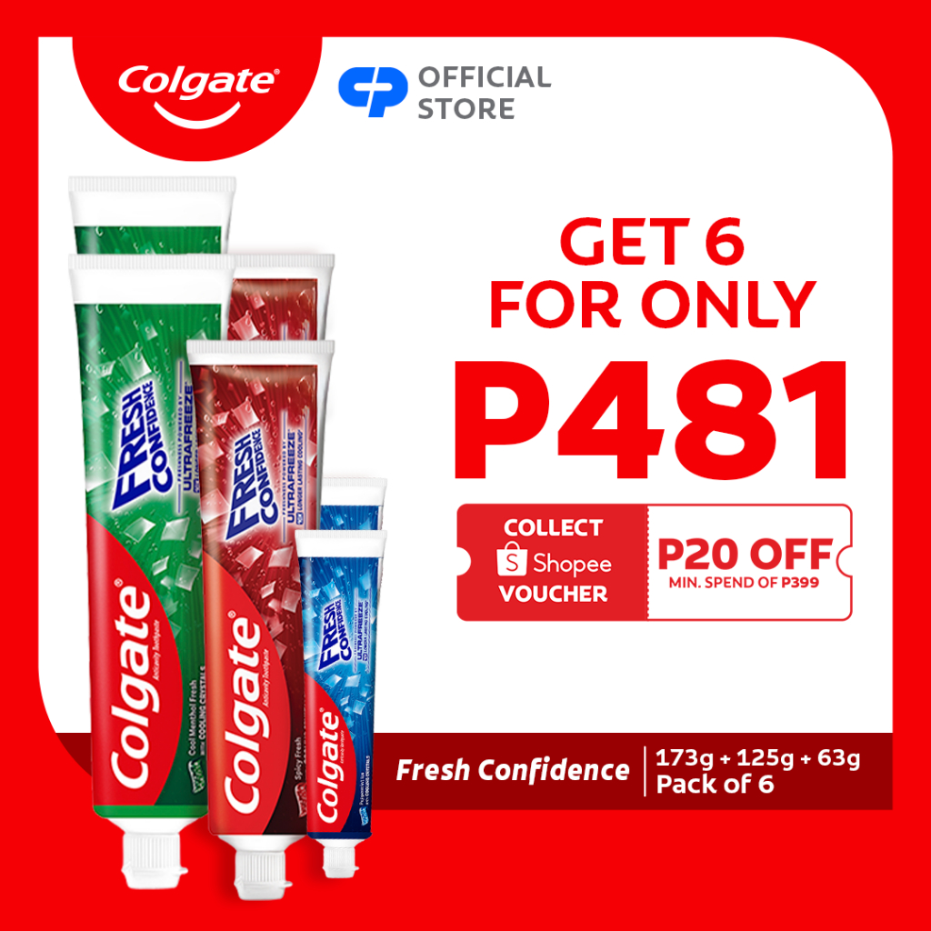 Colgate Fresh Confidence Assorted Toothpaste Pack of 6 (Assorted ...