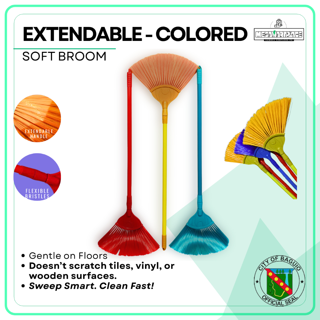 Extendable Colored Soft Broom Walis tambo Makapal at Matibay Broom ...