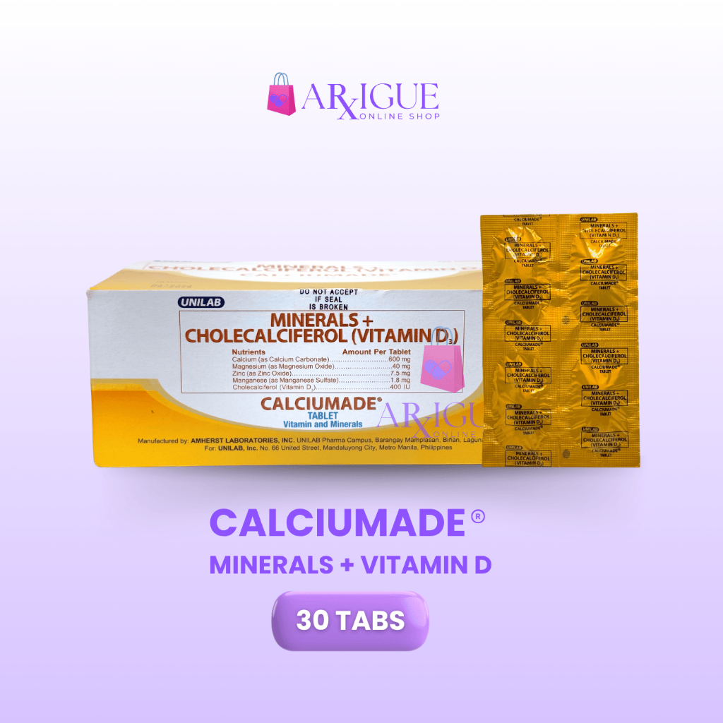 CALCIUMADE 30Tablets (Calcium Carbonate+Minerals + cholecalciferol I ...